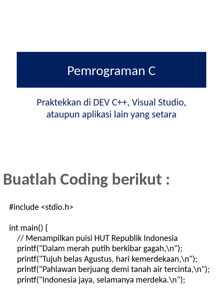 Dasar Pemrograman C | PDF | Komputer | Teknologi & Rekayasa