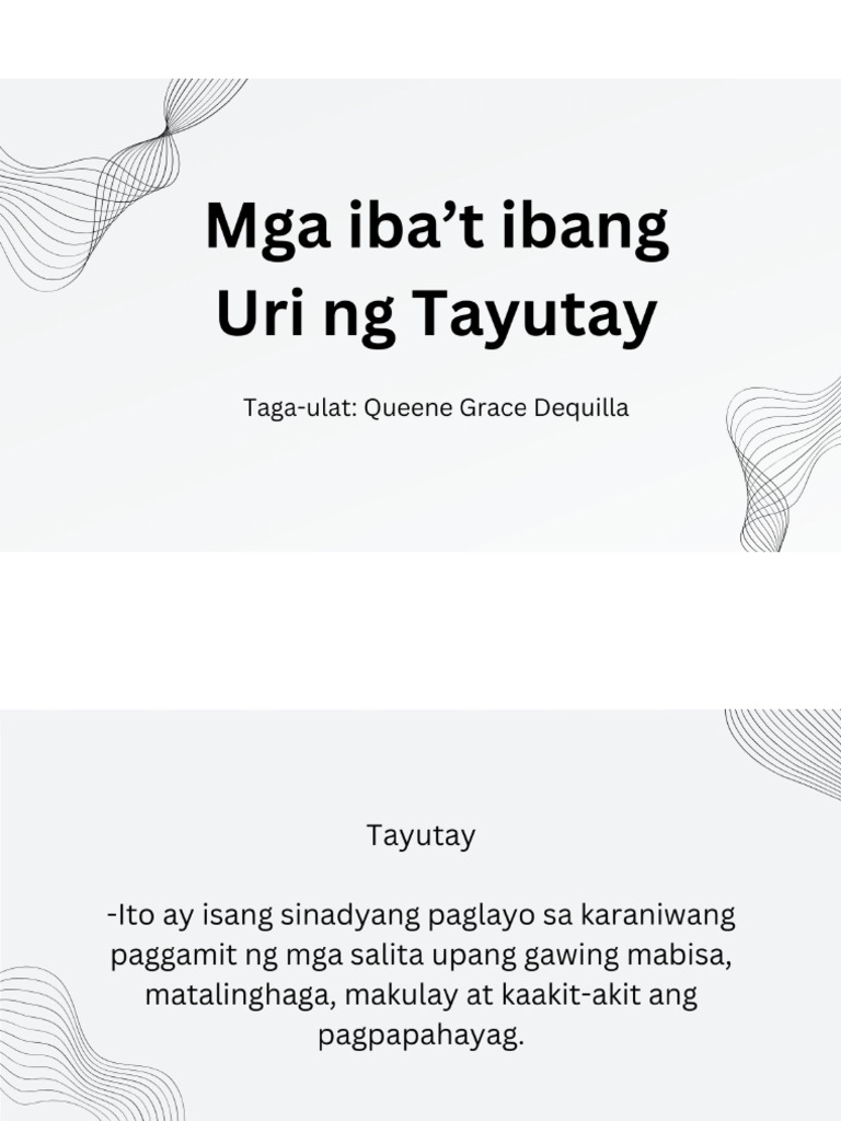Ang Ibat Ibang Uri NG Tayutay | PDF