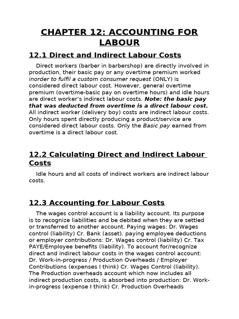 Direct vs Indirect Labour Costs | PDF | Technology & Engineering
