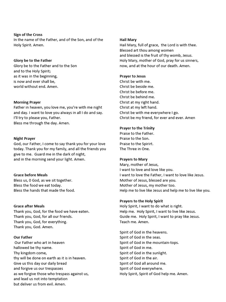 Prayers-In-Preparation-of-First-Holy-Communion | PDF | Lord's Prayer ...