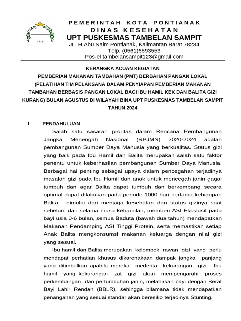 Kak Pelatihan PMT 2024 | PDF
