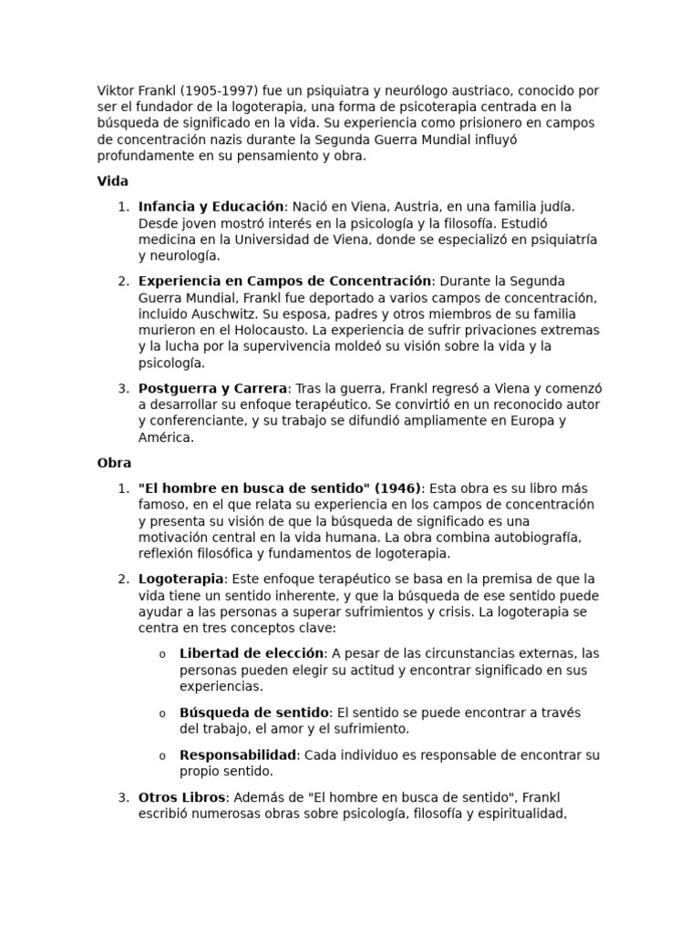 Victor Frank y Aportes | PDF | Educación en artes liberales | Sicología