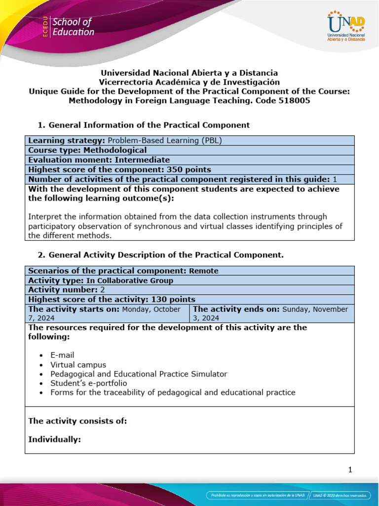 Guide for the Development of the Practical Component - Unit 2 - Phase 3 - Practical component ...