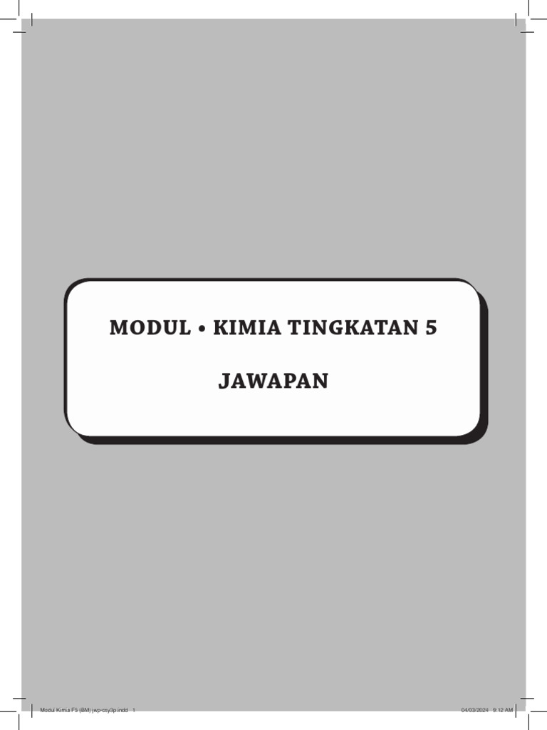 Modul Kimia F5 (BM) Jwp-Csy3p | PDF