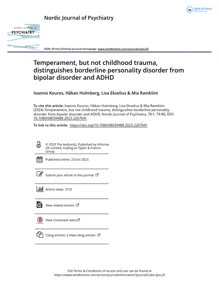 Distinguishing BPD from ADHD and BD | PDF | Borderline Personality ...