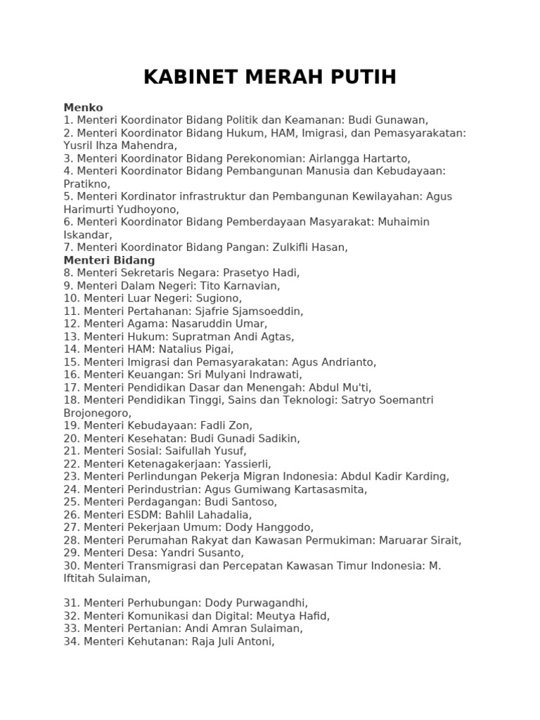 KABINET MERAH PUTIH | PDF