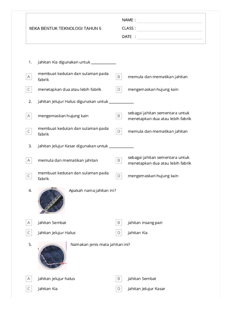 RBT Tahun 5 Unit 1 (Teknologi Rumah Tangga) | PDF