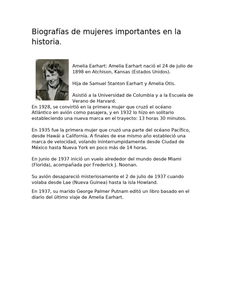 Biografías de Mujeres Importantes en La Historia | PDF