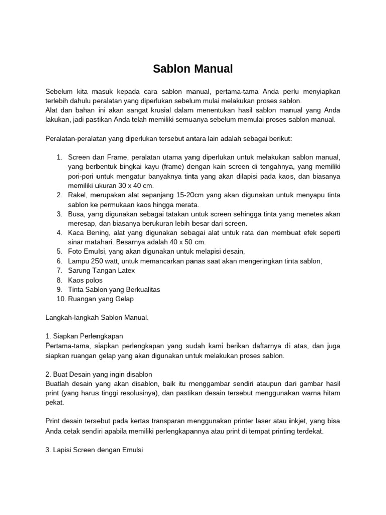 Sablon Manual | PDF