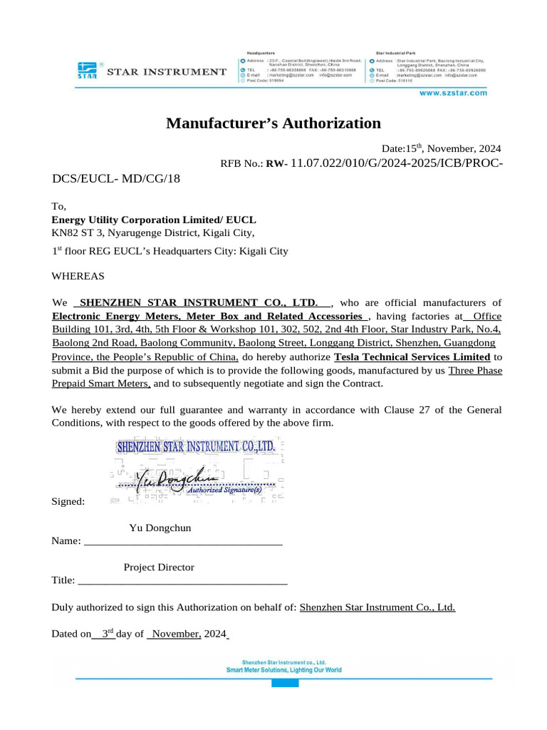 Manufacturer's Authorization 425314 | PDF | Technology & Engineering