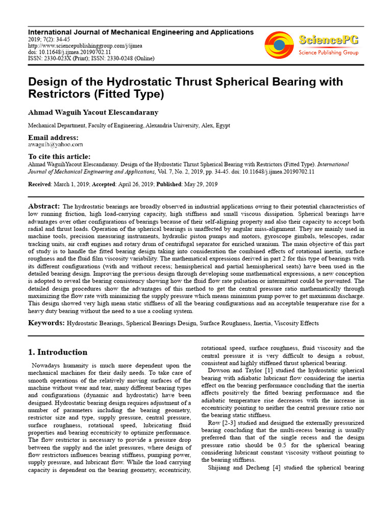 design-of-the-hydrostatic-thrust-spherical-bearing-with-gys7dtbhis ...