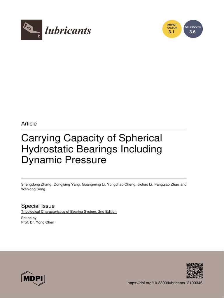 Lubricants 12 00346 With Cover | PDF | Equations | Bearing (Mechanical)
