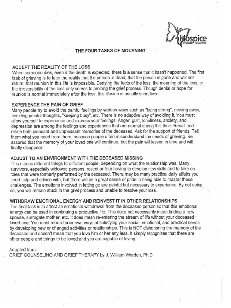 4 Tasks of Mourning | PDF