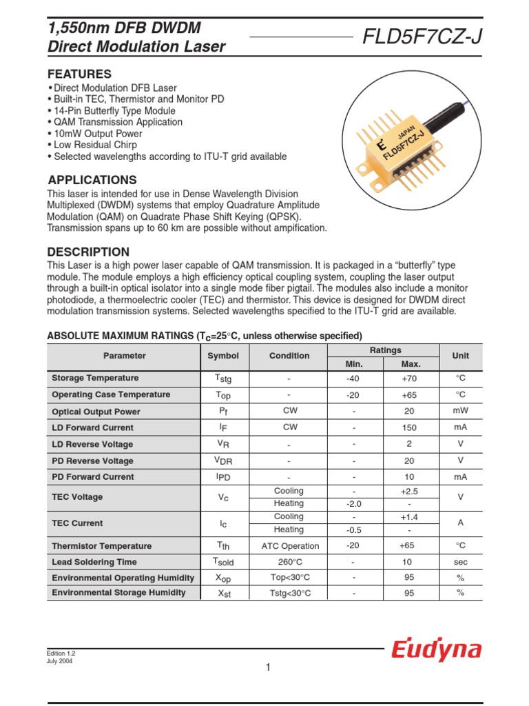 1550 DFB DWDM Direct Modulation Laser | PDF | Wavelength Division ...