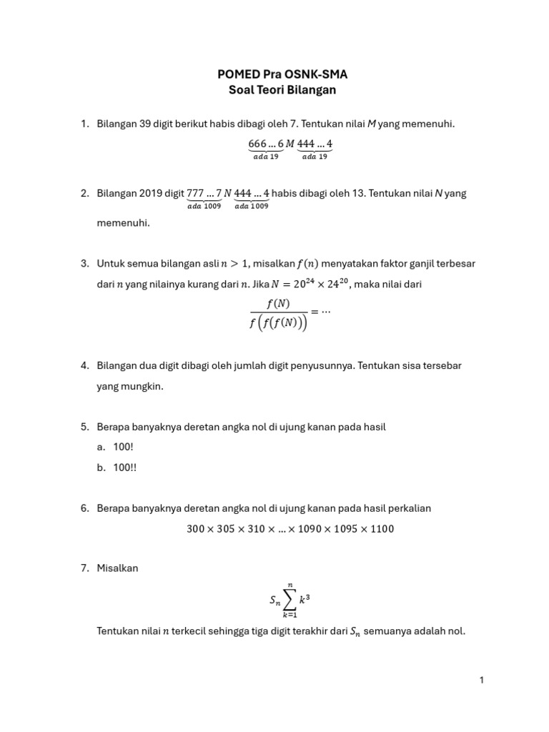 Soal Teori Bilangan | PDF