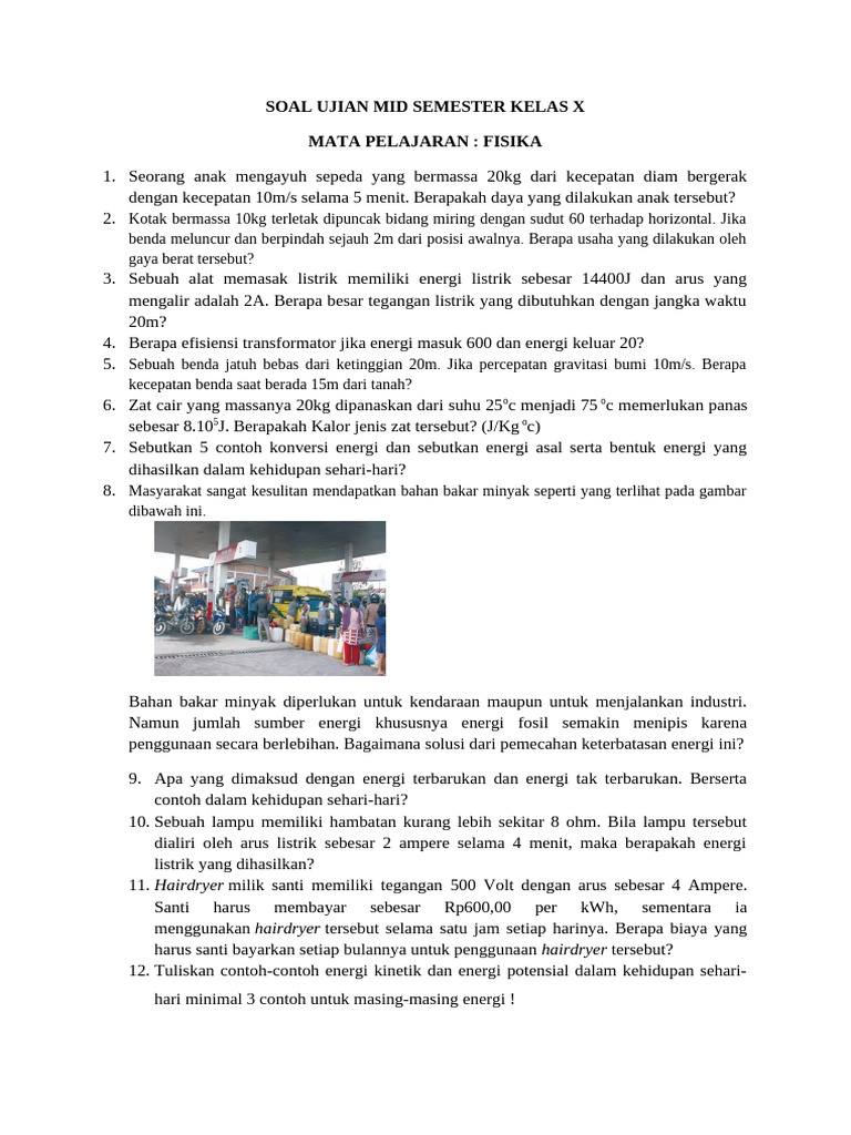 Soal Ujian Mid Semester Kelas X | PDF