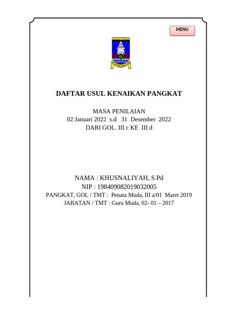 PK Guru 2019+DUPAK+Lampiran+Berkas Penetapan AK Kusnaliyah | PDF