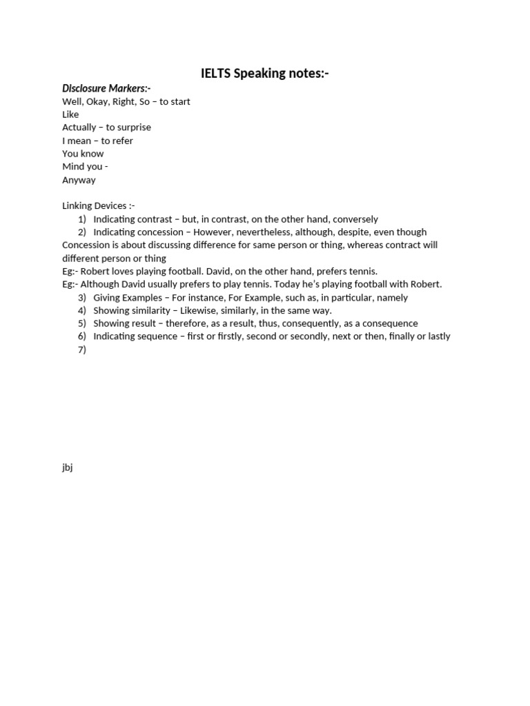 IELTS Speaking Notes | PDF | Language Arts & Discipline