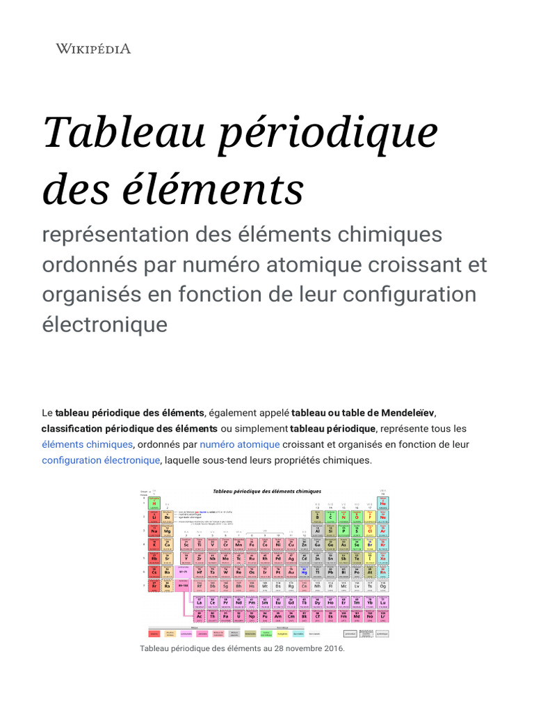 Le Tableau de Mendeleïev Décrypté | PDF | Tableau périodique | Éléments ...