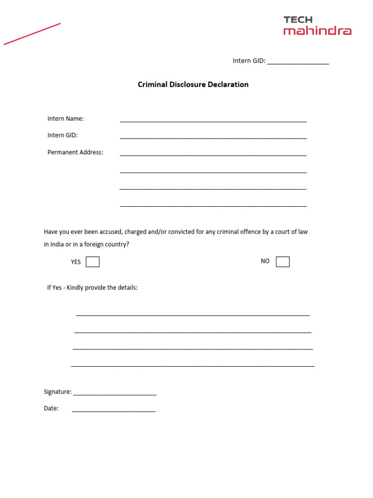 Criminal Disclosure Form 2023 | PDF | Career & Growth