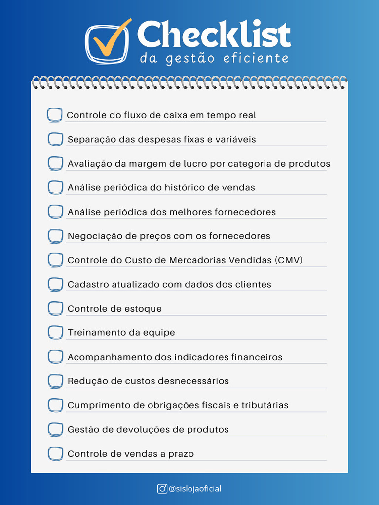 Checklist Da Gestão Eficiente | PDF | Finanças e Administração de Capital