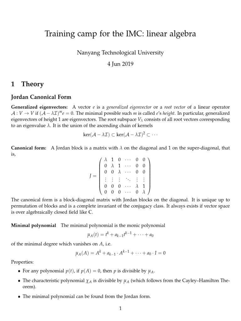 Camp 2019 Tut2 Lin Algebra | PDF | Eigenvalues And Eigenvectors | Abstract Algebra