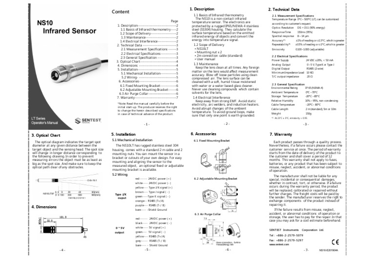 Fluke Pyrometer NS10 Manual | PDF | Infrared | Physical Sciences