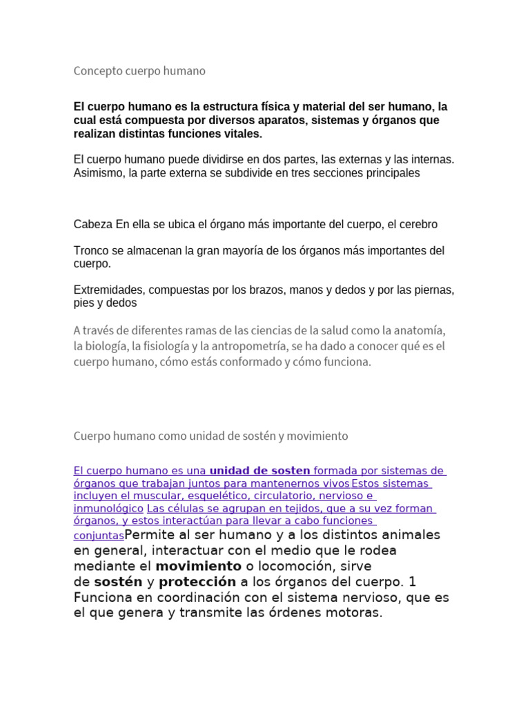 Estructura y Funciones del Cuerpo Humano | PDF | Cuerpo humano ...