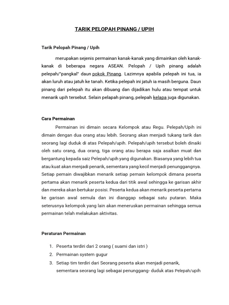 Juknis Tarik Pelopah Pinang | PDF