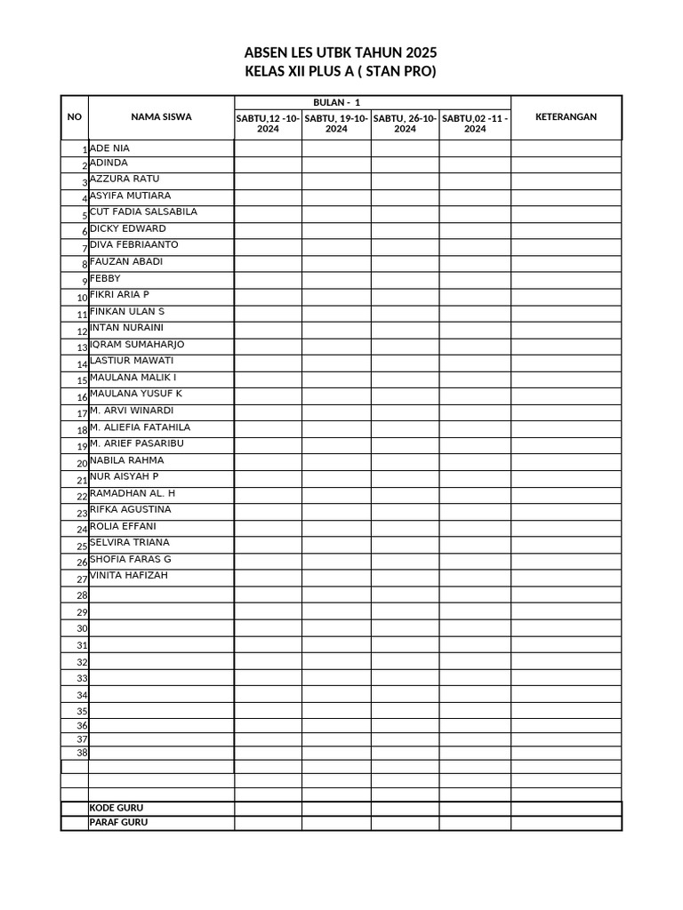 ABSEN UTBK Stanpro 2025 | PDF