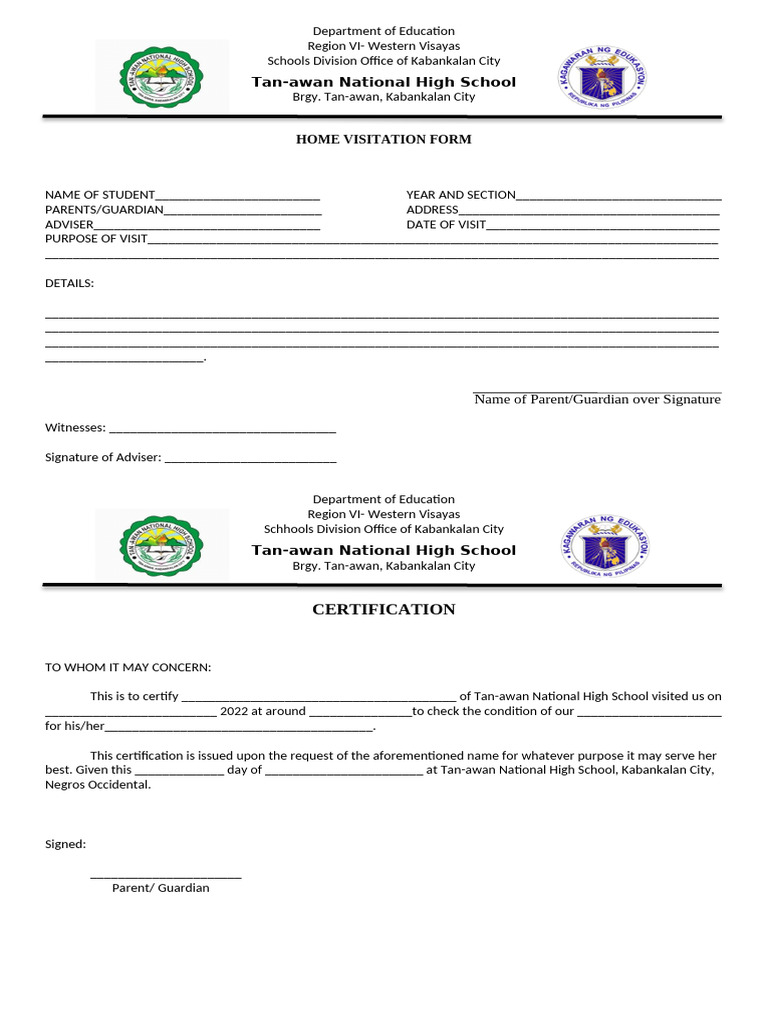 Home Visitation Letter | PDF