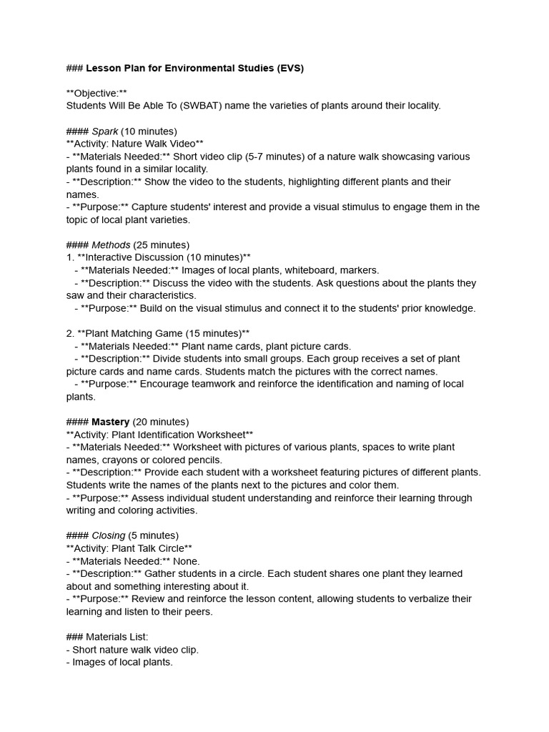 Anjana - Green Wealth - Plant Varieties Lesson Plan | PDF