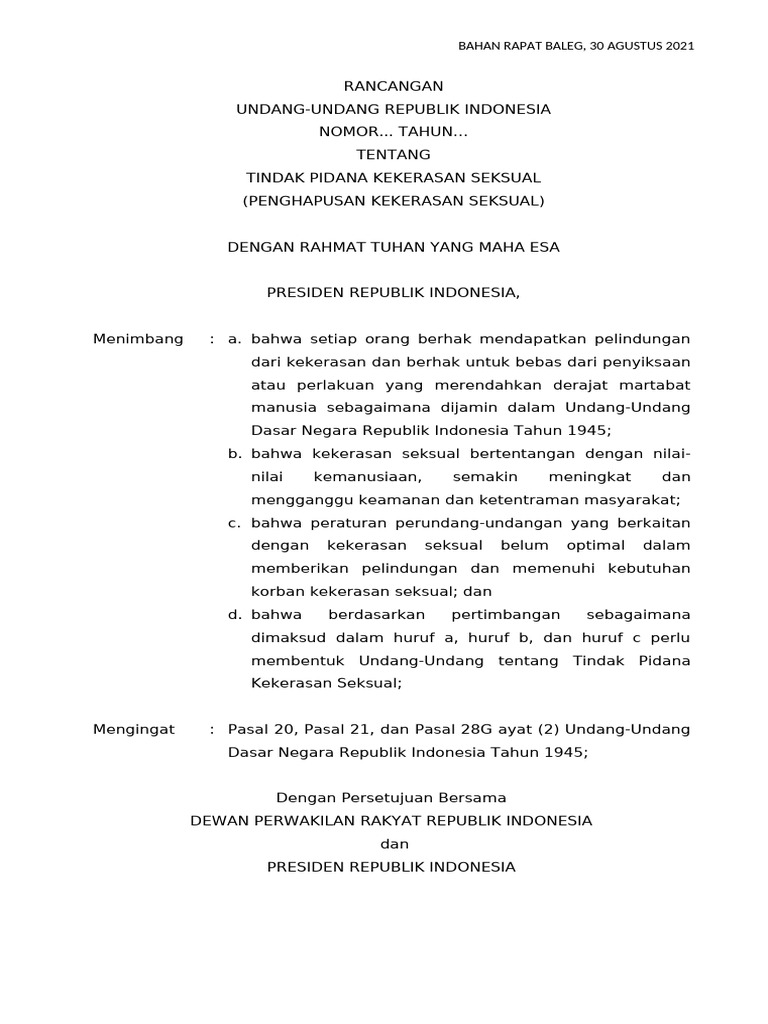 Ruu Penghapusan Kekerasan Seksual | PDF