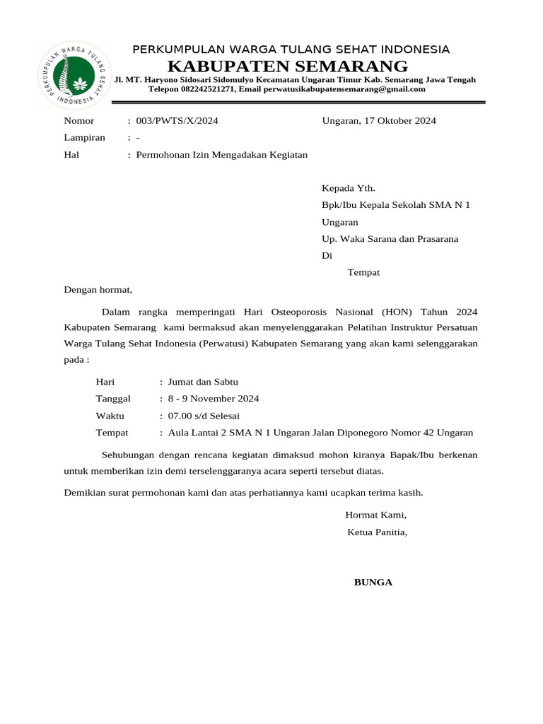 Surat Ijin Pelatihan | PDF