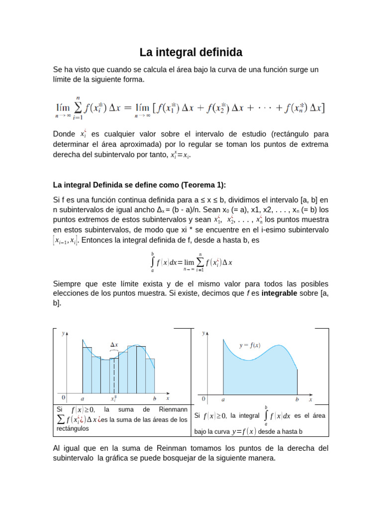 La Integral Definida | PDF | Integral | Relaciones matematicas