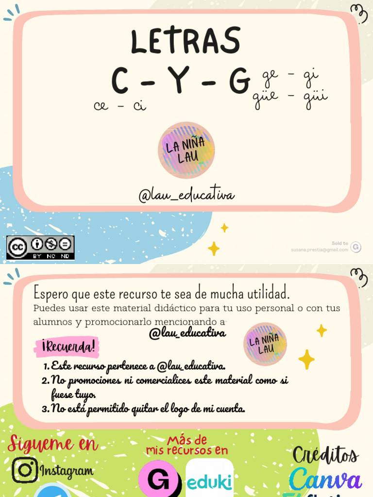 Letras C (Ce-Ci) - G (Ge-Gi-Güi-Güe) - Y @lau - Educativa | PDF