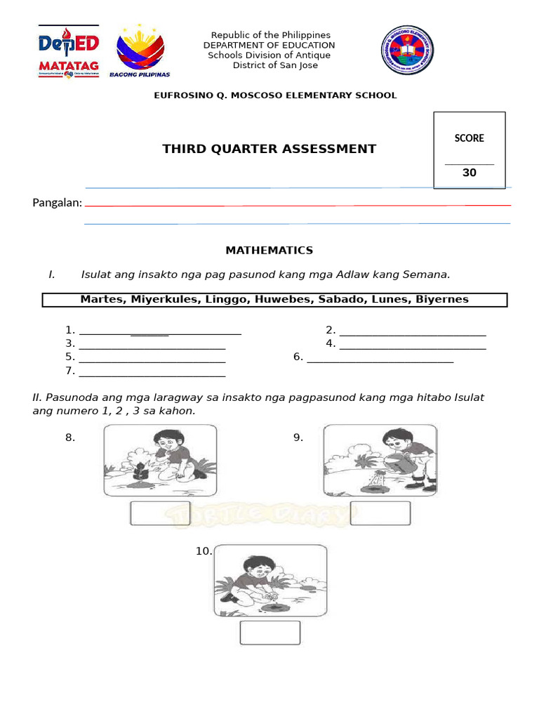 Third Quarter Assessment With Tos | PDF