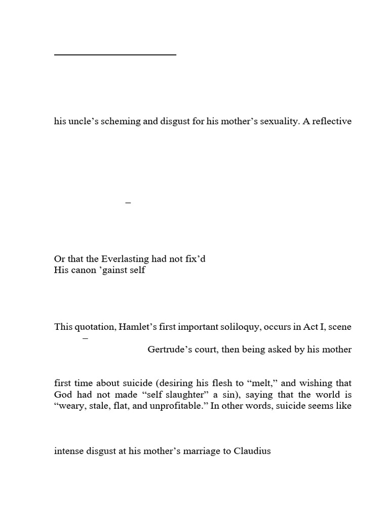 Hamlet Analysis Sample | PDF | Hamlet