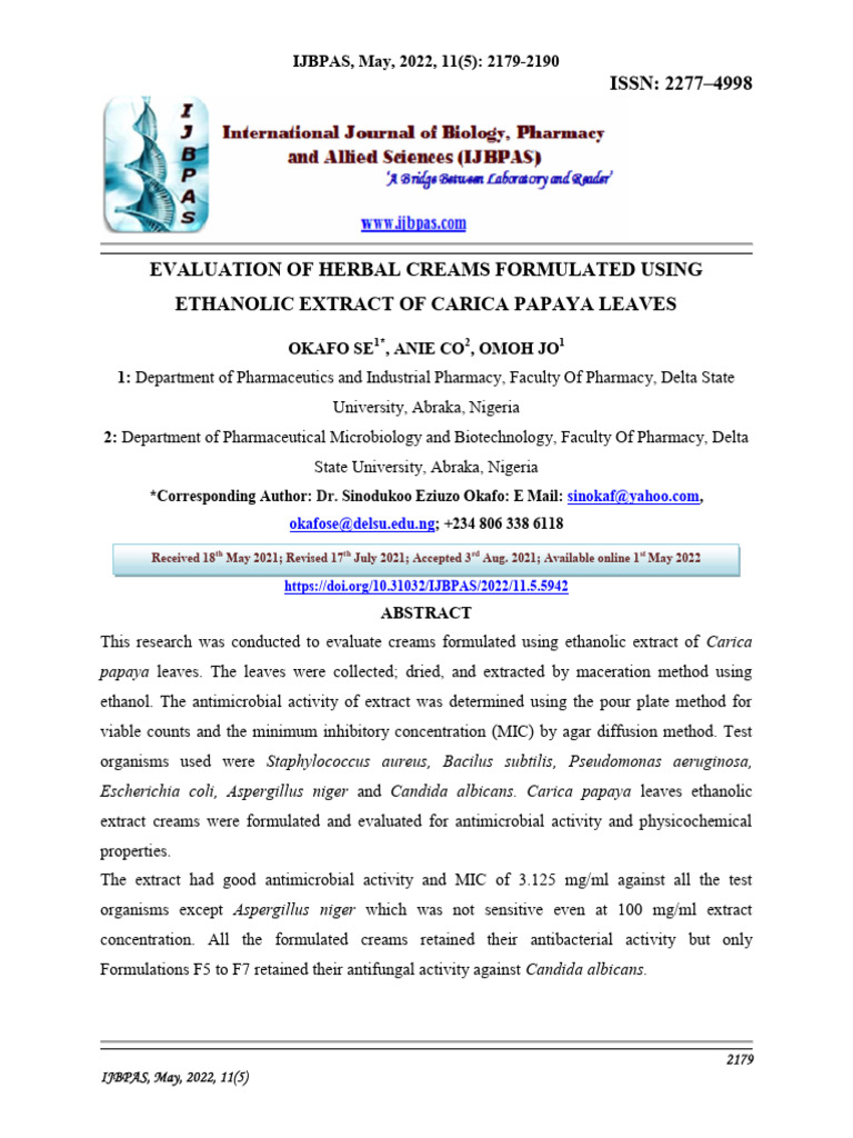 ISSN: 2277-4998: IJBPAS, May, 2022, 11 (5) : 2179-2190 | PDF ...