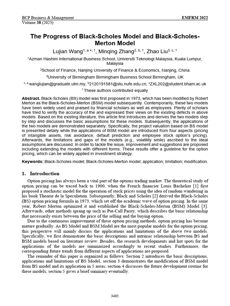 The - Progress - of - Black-Scholes - Model - and - Black-Scholes ...