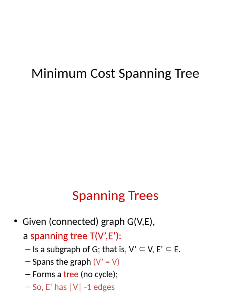Minimum Cost Spanning Tree | PDF | Computational Complexity Theory | Combinatorics