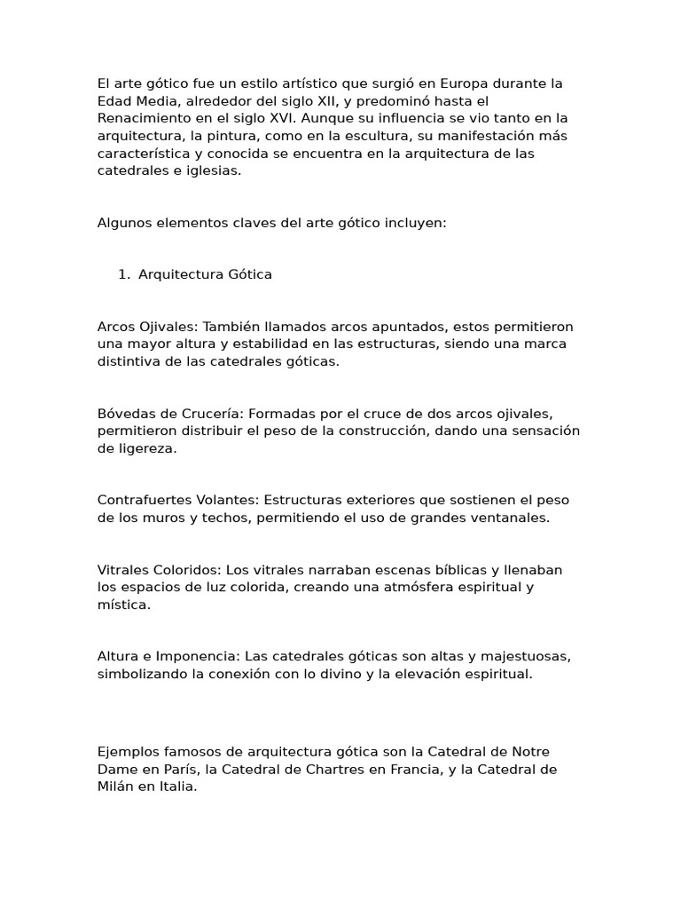 Elementos Clave del Arte Gótico | PDF