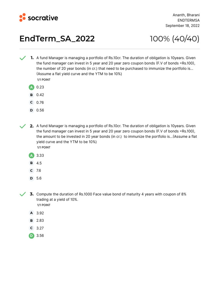 SA End Term QP - 2022-23 | PDF | Bonds (Finance) | Bond Duration