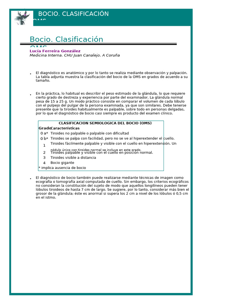 Clasificación del Bocio OMS | PDF