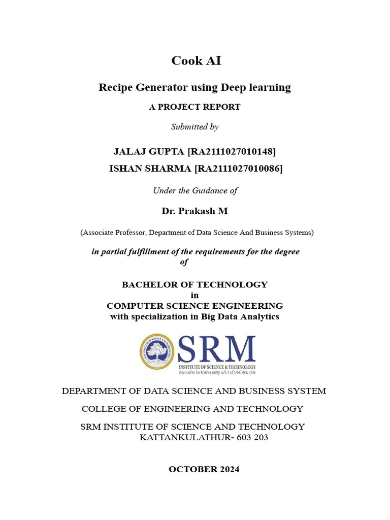 AI-Powered Recipe Generator Report | PDF | Artificial Intelligence ...