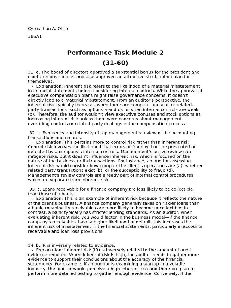 Understanding Inherent and Control Risks | PDF | Audit | Internal Control