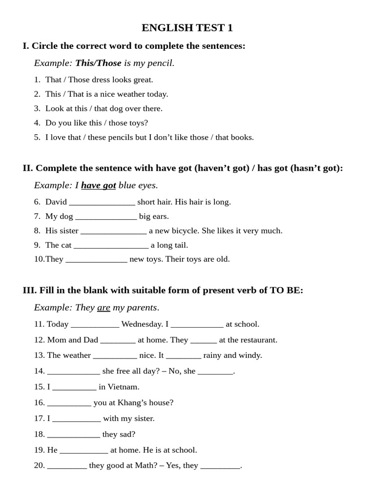 English Test 1&2 | PDF