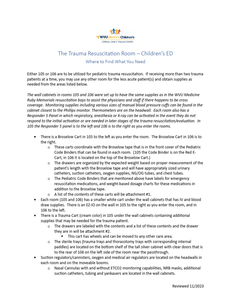 Pediatric Trauma Resuscitation Guide | PDF | Health Care | Medicine
