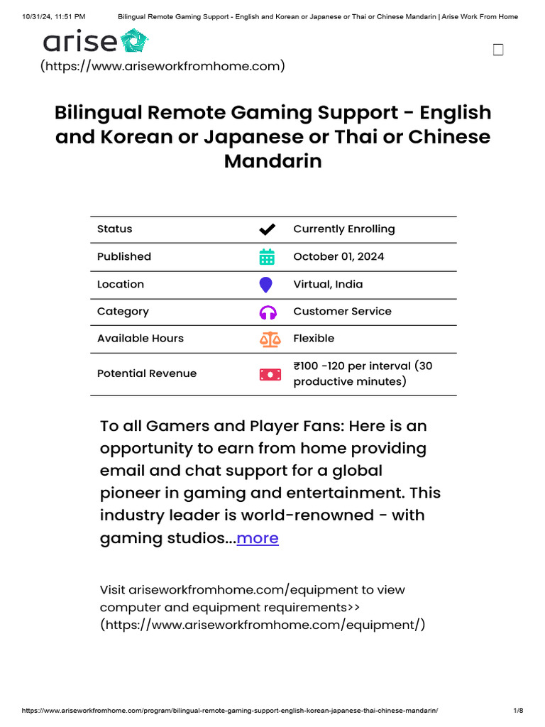 Bilingual Remote Gaming Support - English and Korean or Japanese or ...