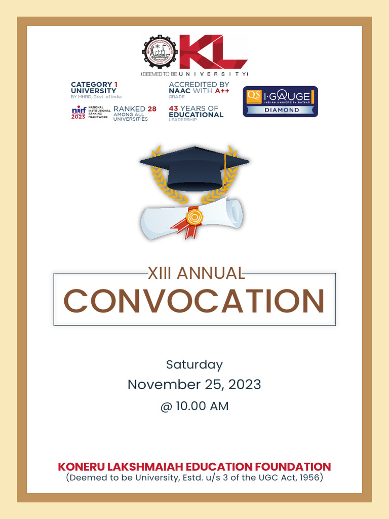 13th Annual Convocation Invitation of KLEF | PDF